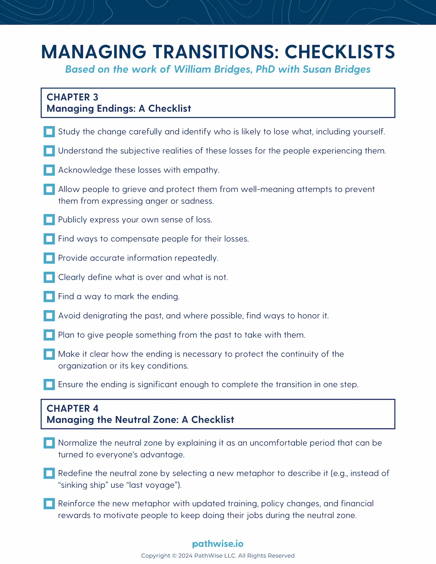Managing Transitions Checklist | PathWise